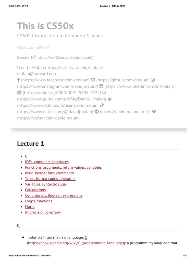 Lecture 1 - CS50x 2022 | PDF | Parameter (Computer Programming) | Command Line Interface