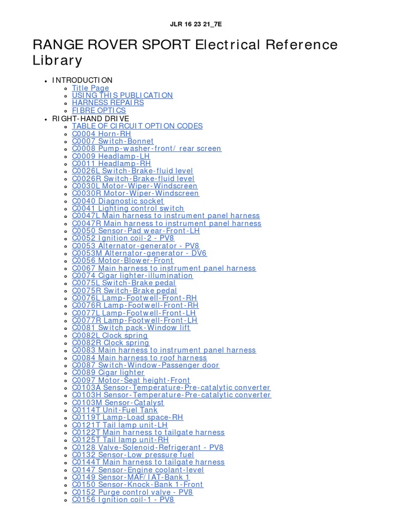 RANGE ROVER SPORT Electrical Reference | PDF | Trunk (Car) | Mechanical ...