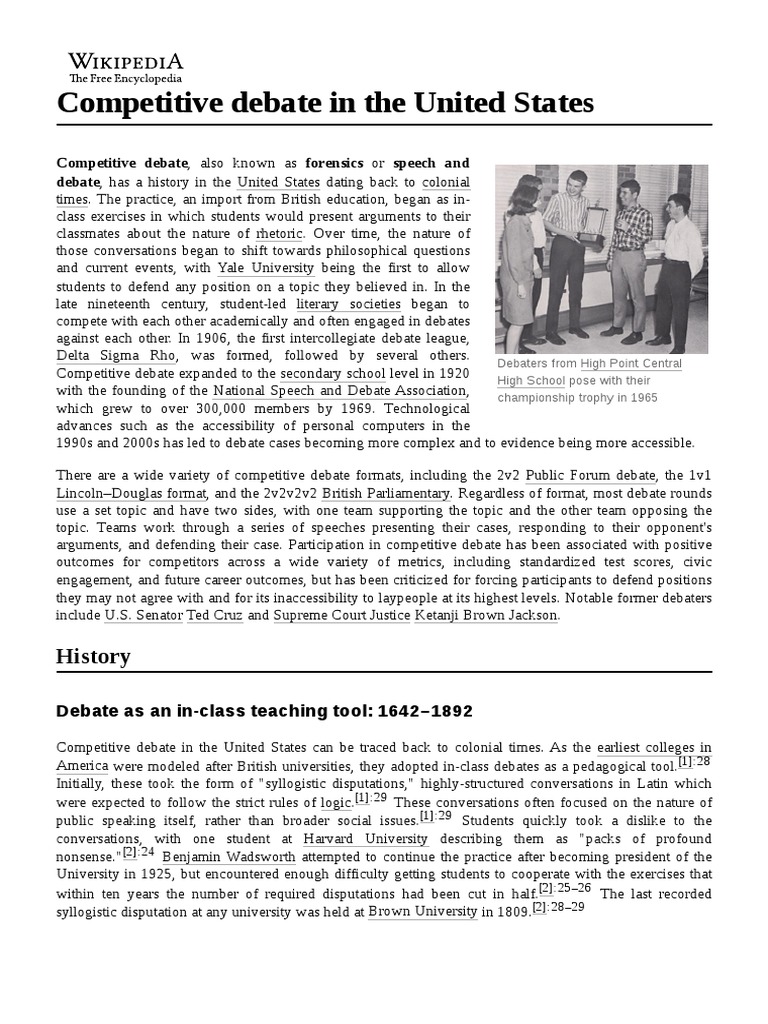 Competitive Debate in The United States | PDF | Political Communication ...