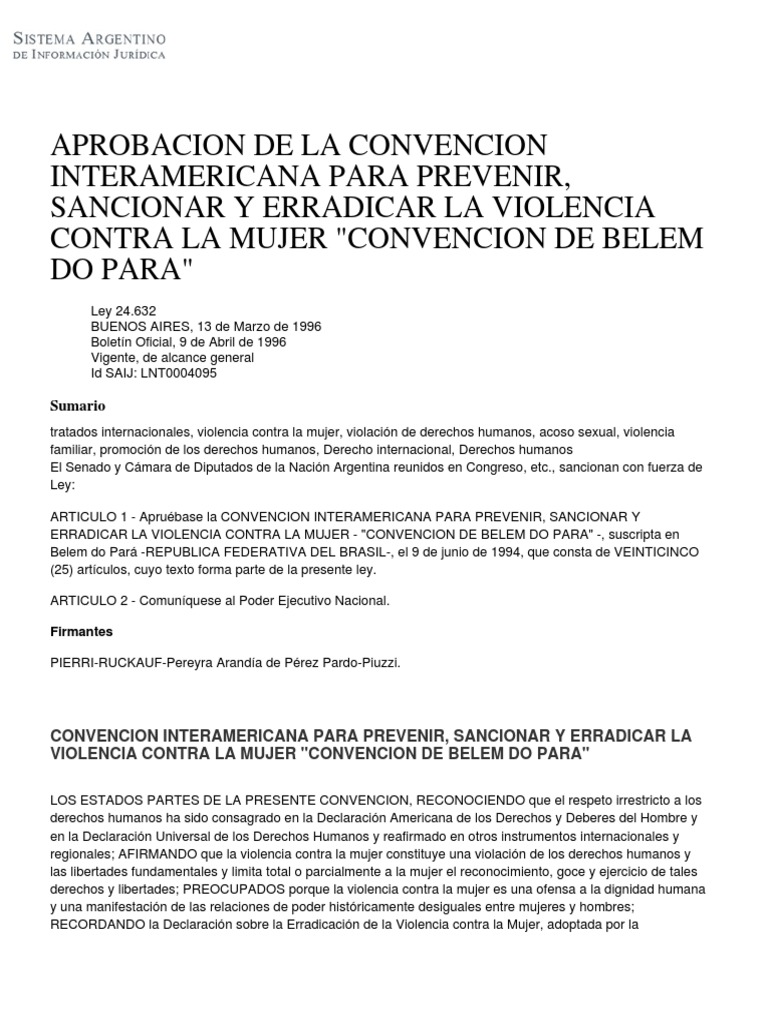 Aprobacion de La Convencion Interamericana para Prevenir, Sancionar y ... Aprobacion de La Convencion Interamericana para Prevenir, Sancionar y ...