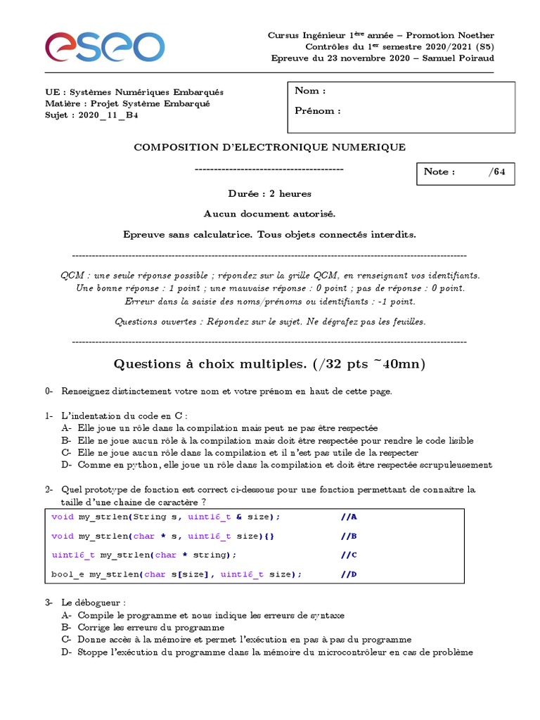2020 Evaluation | PDF | Microcontrôleur | Programmation informatique