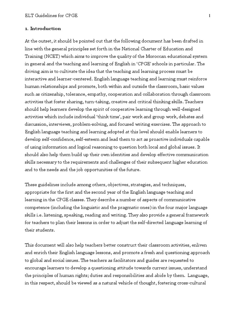 ELT Guidelines for CPGE Classes | PDF
