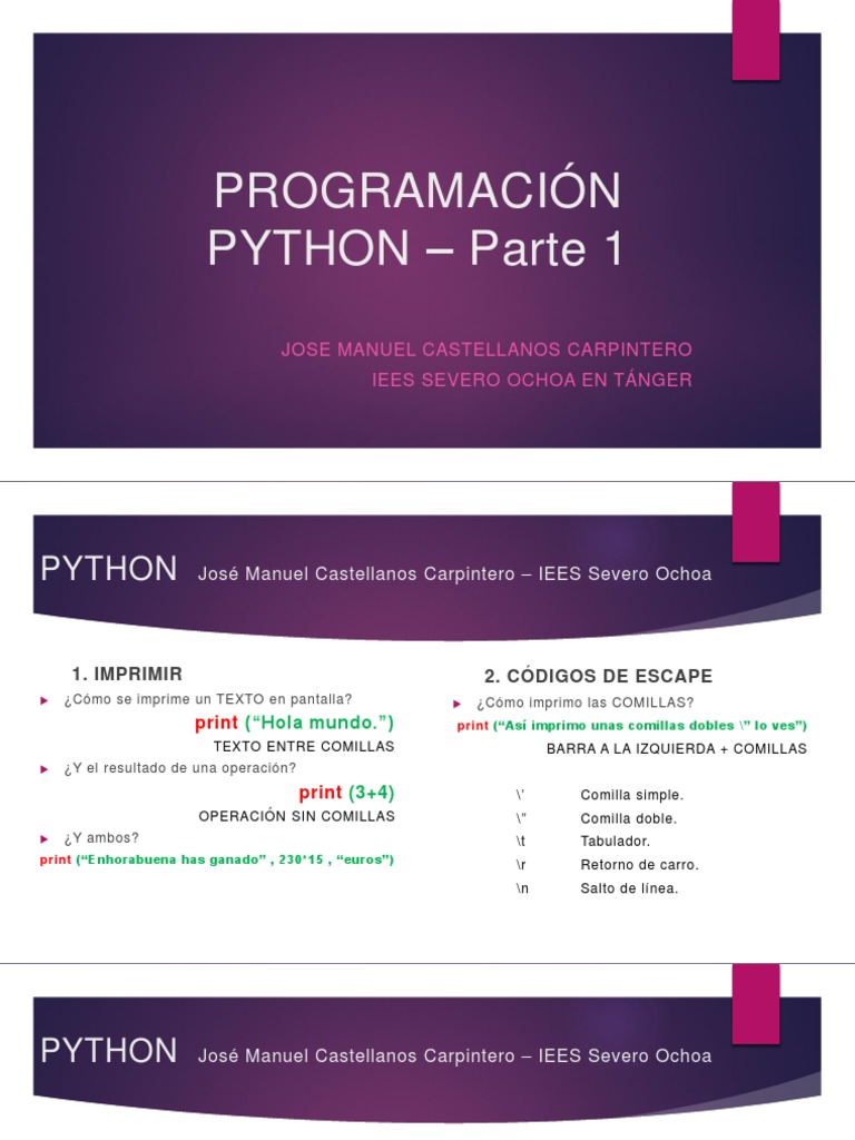 01 Programación Python Tema 1 | PDF | Python (lenguaje de programación ...