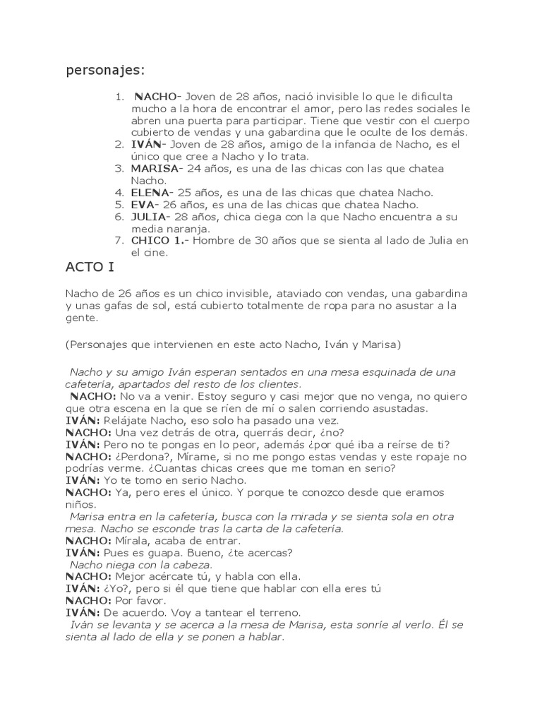 Guión Teatral de 7 Personajes | PDF