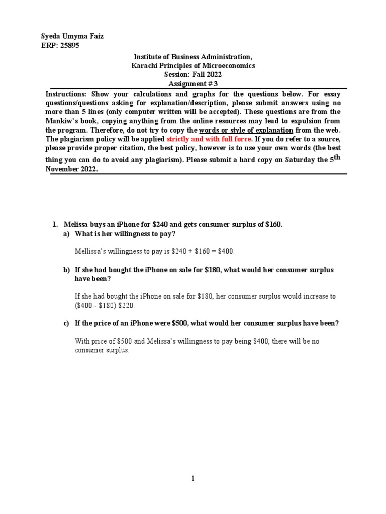 Assignment 3 | PDF | Economic Surplus | Demand