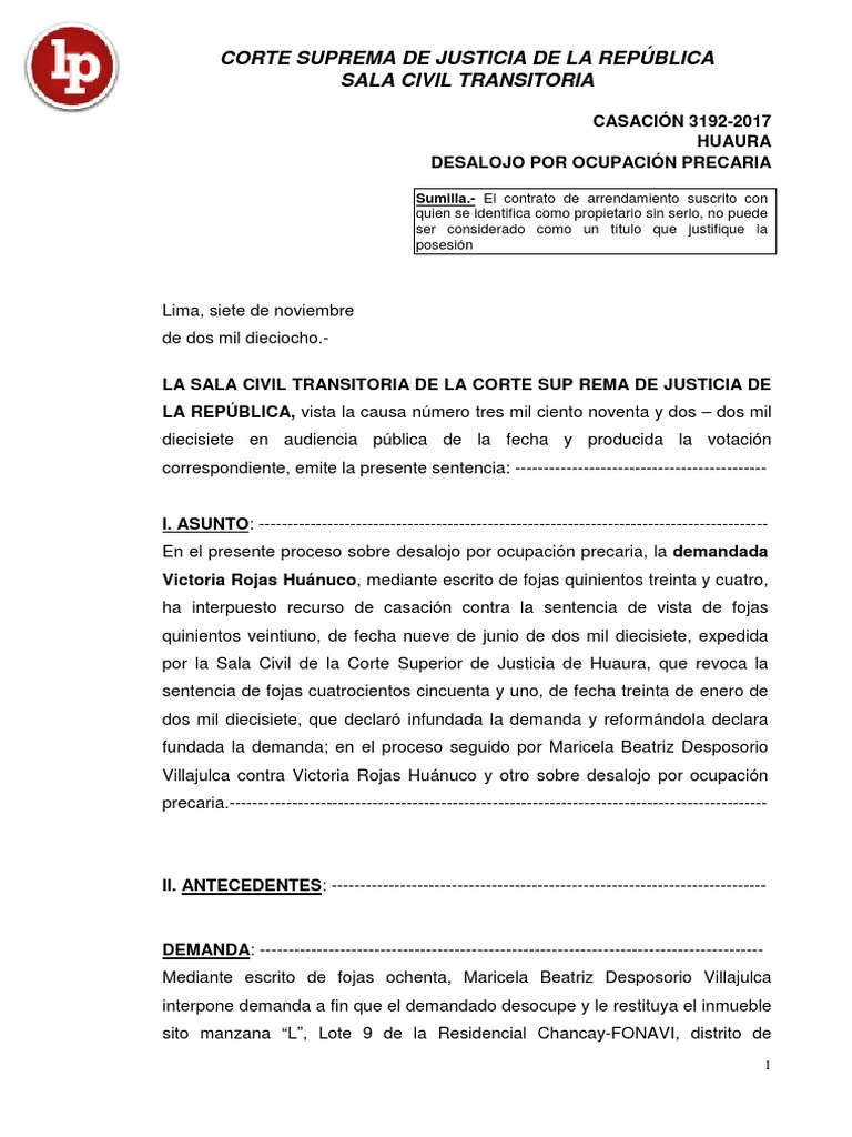Casacion 3192 2017 Huaura LPDerecho | PDF | Ley procesal | Debido al ... Casacion 3192 2017 Huaura LPDerecho | PDF | Ley procesal | Debido al ...