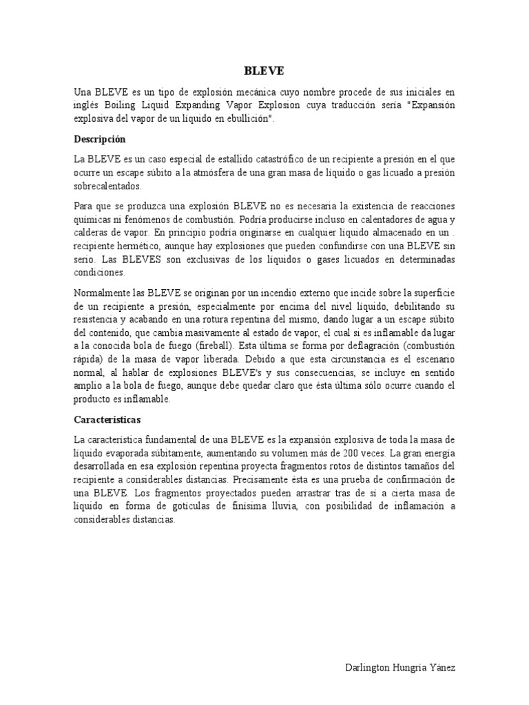 BLEVE | PDF | Vapor de agua | Líquidos