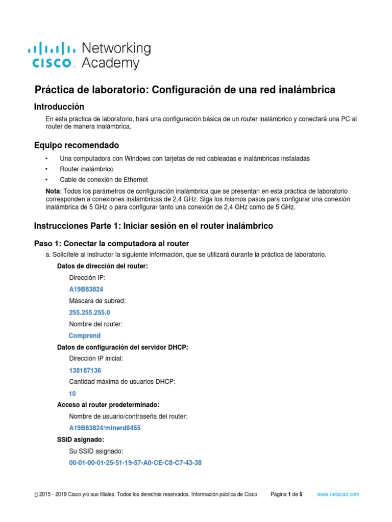 6.1.3.10 Lab - Configuración de Una Red Inalámbrica | PDF | Punto de acceso inalámbrico ...