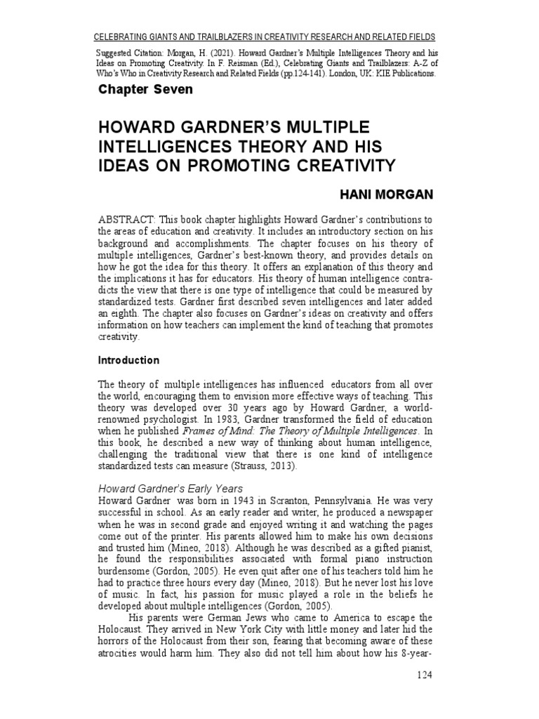 Gardner's Multiple Intelligences Theory | PDF | Creativity | Teachers