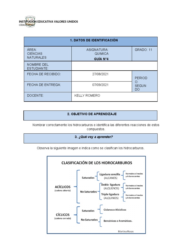 Guía 11° Repaso de Hidrocarburos | PDF | Hidrocarburos | Alcano