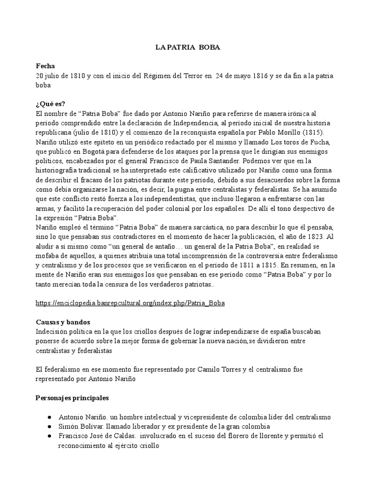 La Patria Boba | Descargar gratis PDF | Colombia | América del Sur