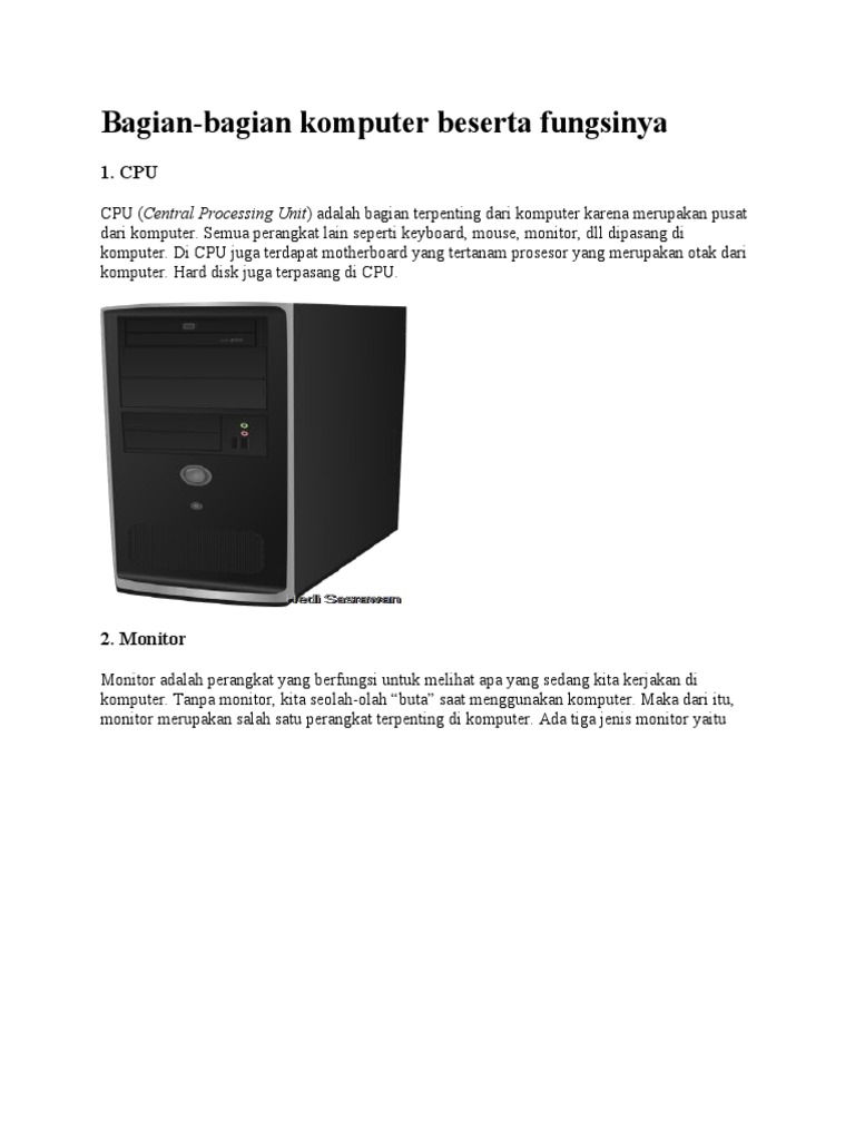 Bagian-Bagian Komputer Beserta Fungsinya1 | PDF