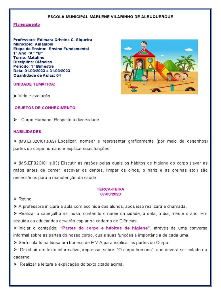Plano de Aula - Ciências | PDF | Corpo humano | Science