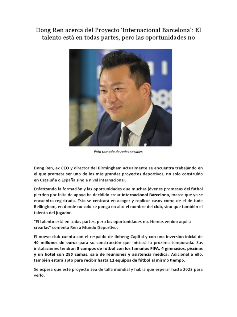 Dong Ren y El Proyecto Internacional Barcelona | PDF