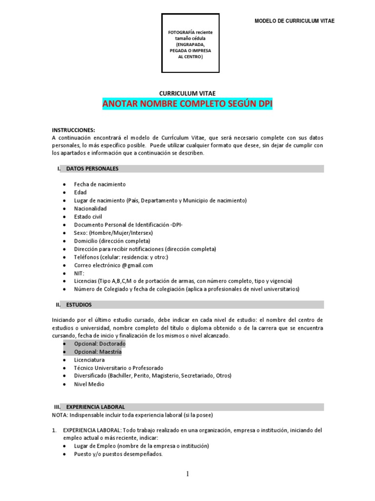 Modelo CV | PDF