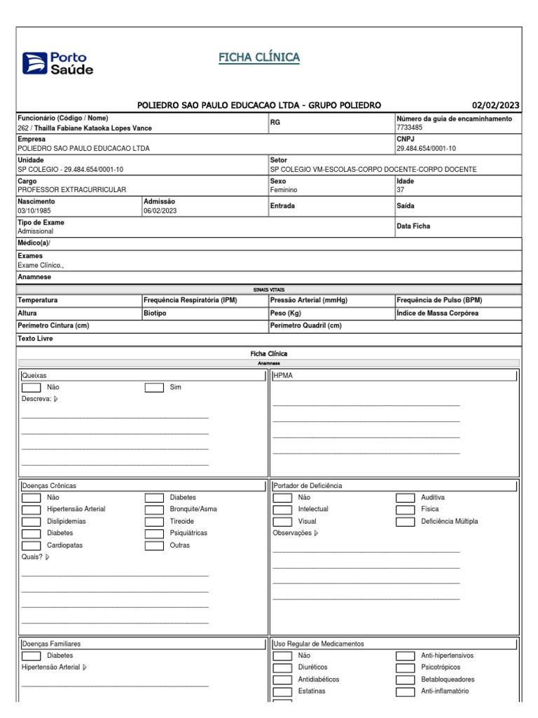 Ficha Branco | PDF | Hipertensão | Medicina Clínica