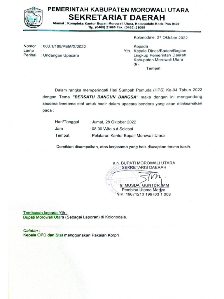 Contoh Undangan Upacara | PDF