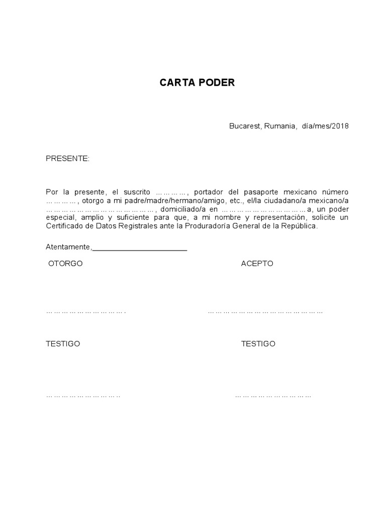 Modelo Carta Poder | PDF
