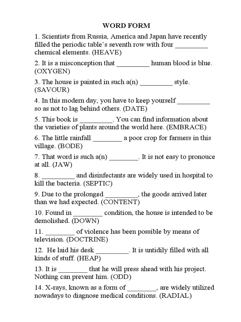 Word Form. 1 | PDF