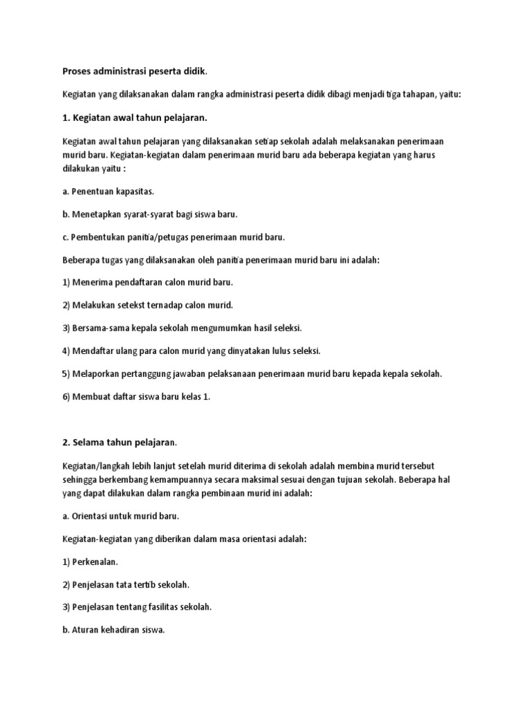 Proses Administrasi Peserta Didik | PDF