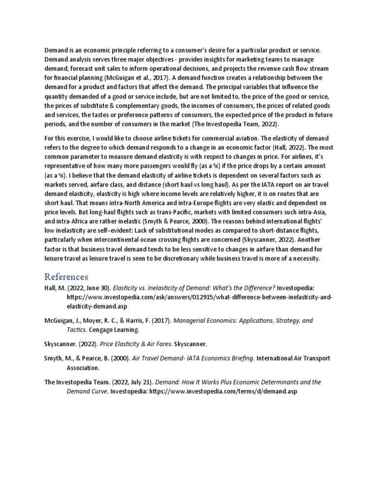 Discussion - Demand Analysis - Airline Industry | PDF | Demand ...