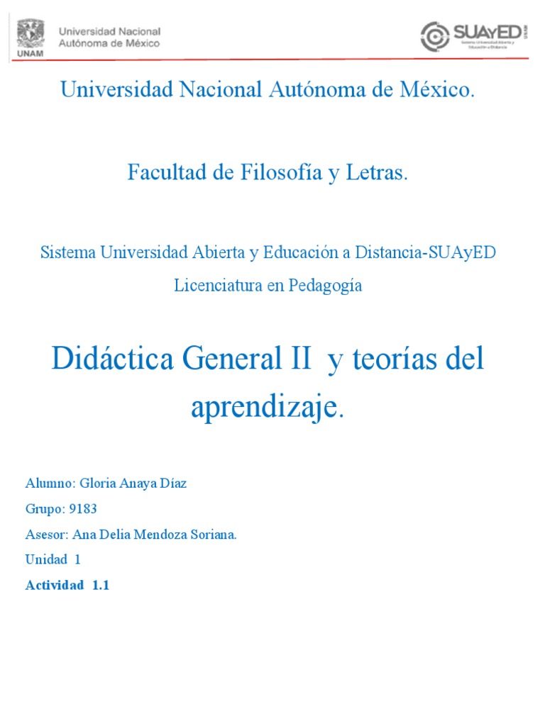 GloriaAnaya U1 Act 1.1 | PDF | Constructivismo (filosofía de la educación) | Aprendizaje