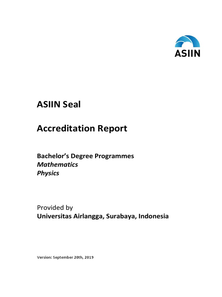 Accreditation Report 3 ASIIN Universitas Airlangga Cluster Math-Physics ...