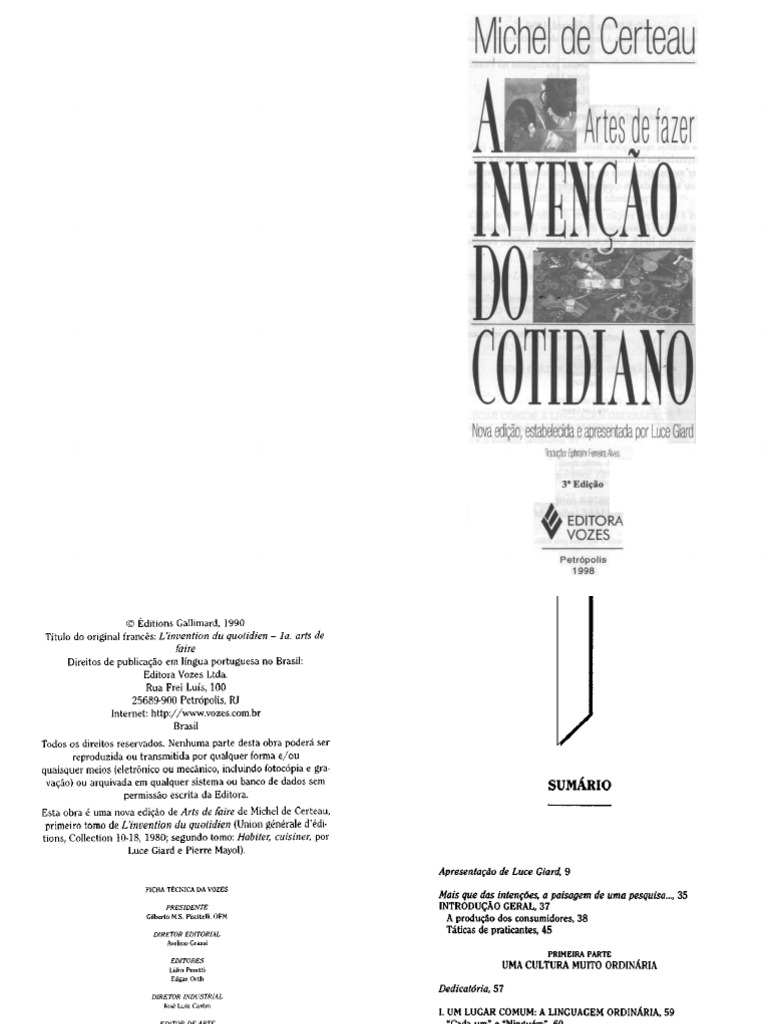 CERTEAU, Michel De. A Invenção Do Cotidiano | PDF