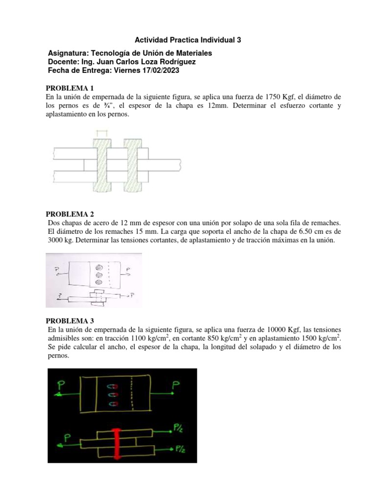 Actividad Individual 3 Problemas de Union de Materiales | PDF