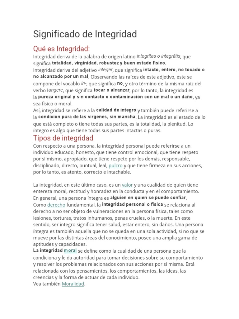 Integridad | PDF | Integridad | Etica Aplicada