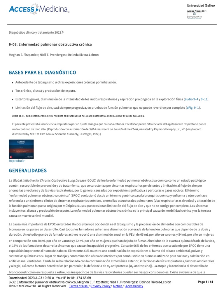 9-06 - Enfermedad Pulmonar Obstructiva Crónica | PDF | Enfermedad ...