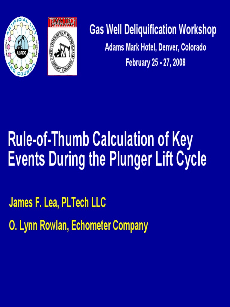 Echometer - Rules of Thumb Calculation of Key Events During The Plunger Lift | PDF | Pressure ...