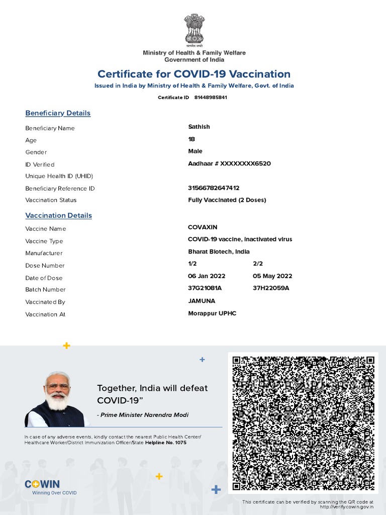 COVID-19 Vaccination Certificate | PDF
