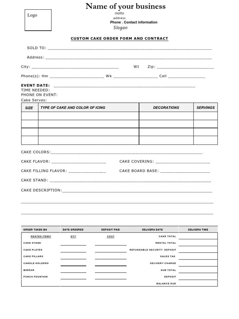 CAKE CONTRACT Sample | PDF | Fee | Business