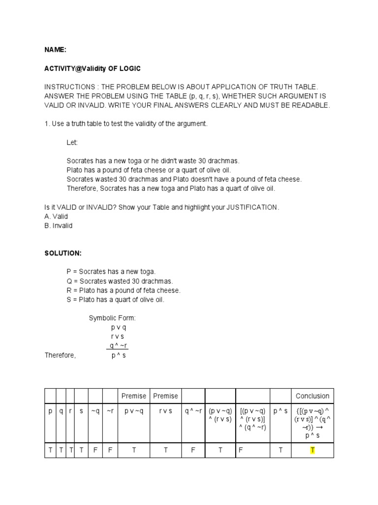 Validity of Logic | PDF | Argument | Logical Truth