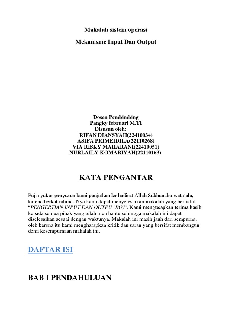 Makalah Input Dan Output Kelompok 2 | PDF