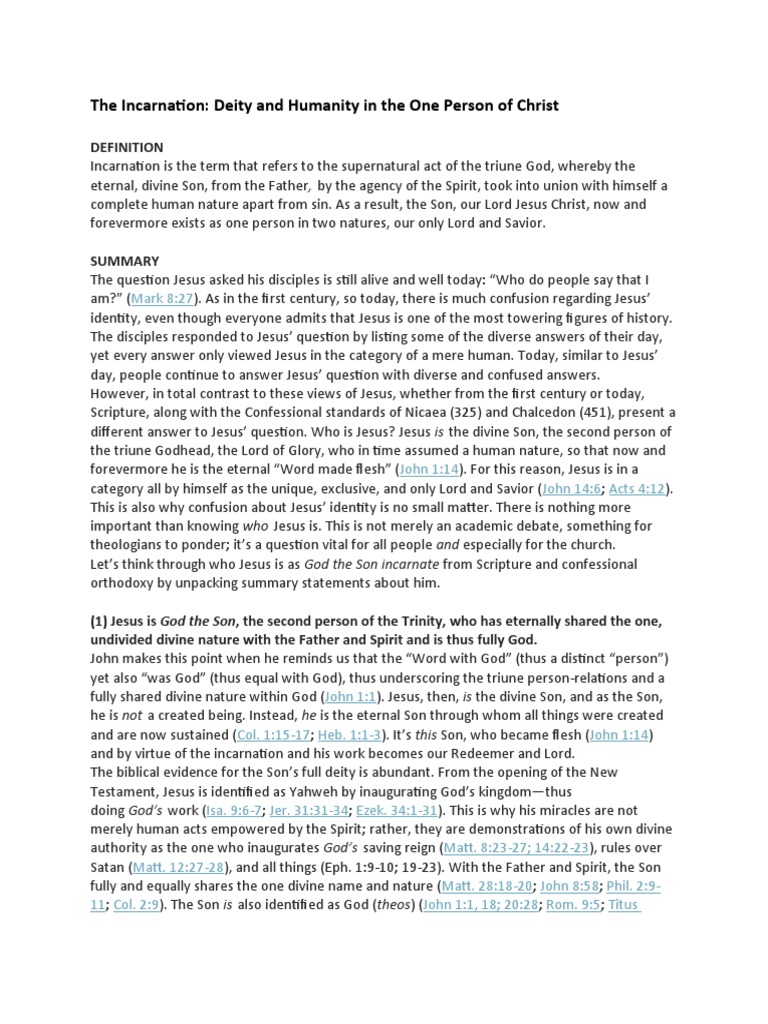 The Incarnation | PDF | Trinity | Jesus