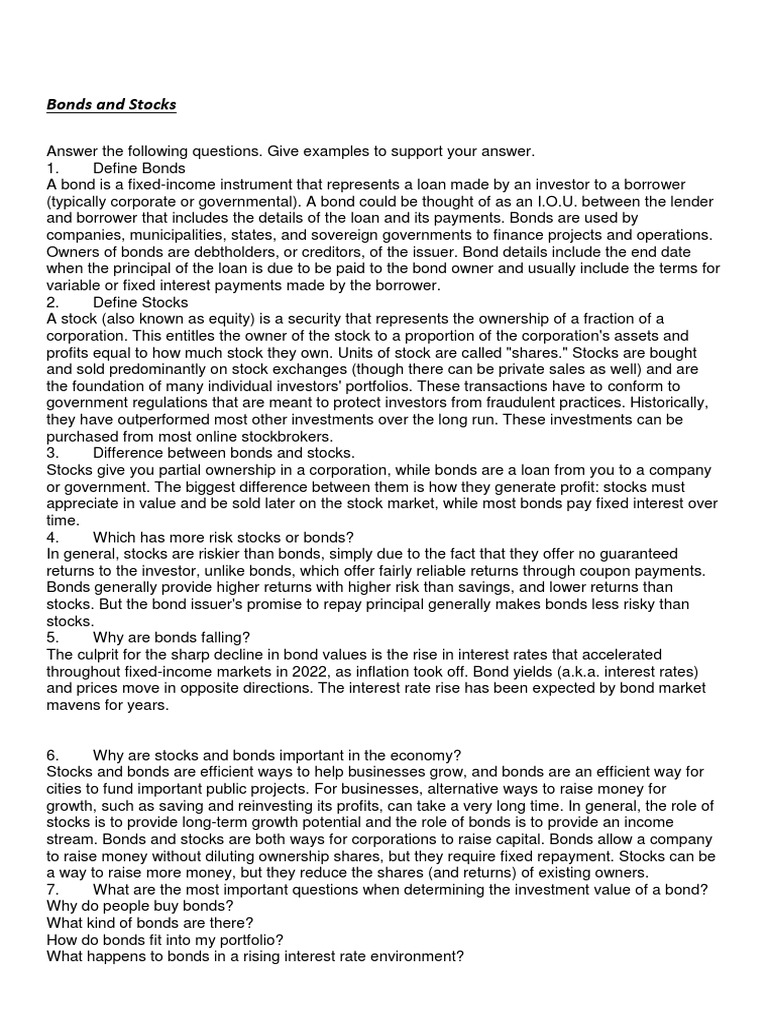 Bonds and Stocks (Math of Investment) | PDF | Bonds (Finance) | Stocks