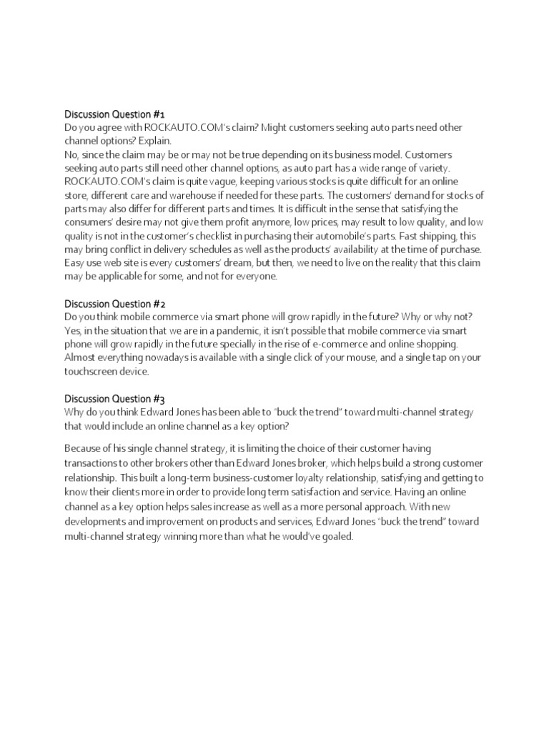Distribution Management Chapter 1 Discussion Questions | PDF