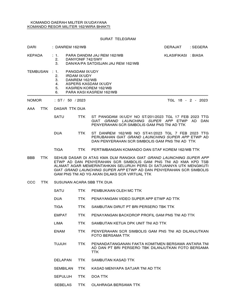 ST TTG Grand Launching App Etwp Dan Gam Pns Tni Ad 2023ke 2 | PDF