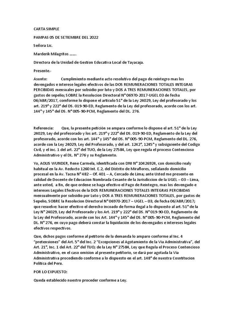 Carta Simple | PDF | Gobierno | Justicia