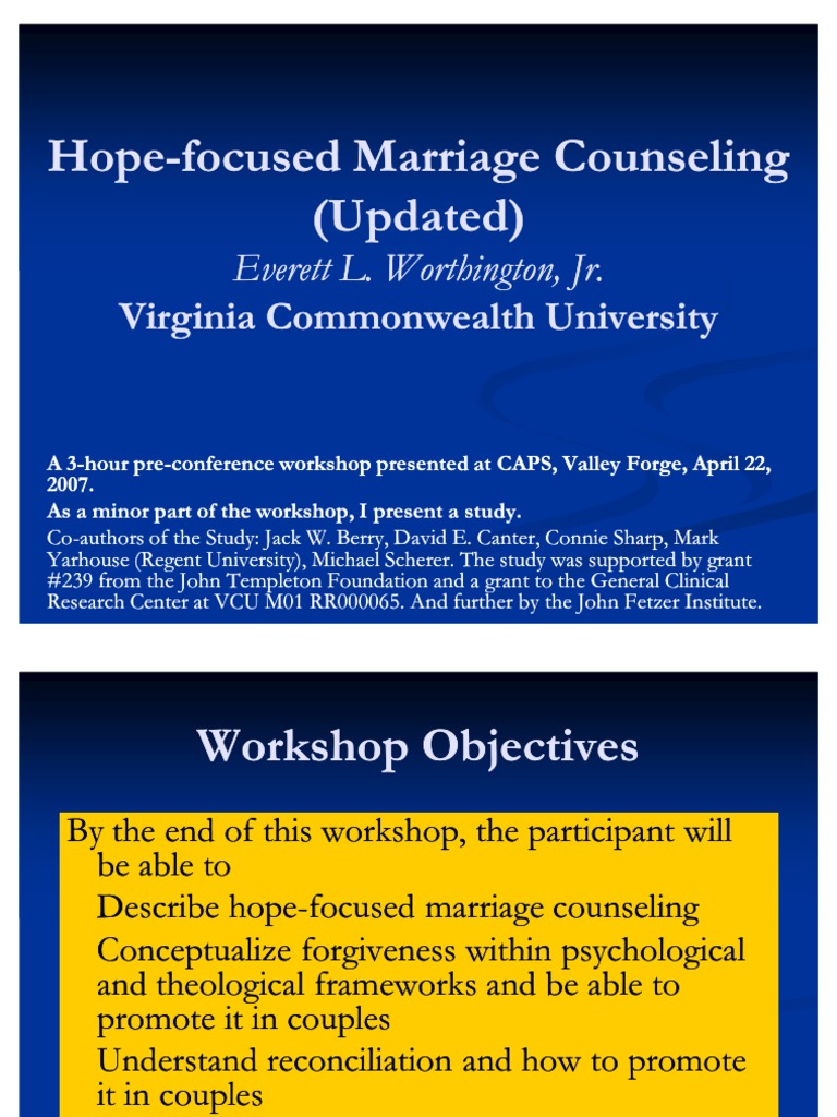 Hope-Focused Marriage Counseling | PDF | Relationship Counseling ...