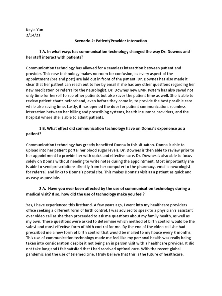 Scenario 2 - Patient Provider Interaction | PDF | Health Care ...