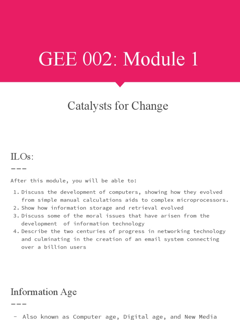 GEE 002: Module 1: Catalysts For Change | PDF | Packet Switching | Computer Network