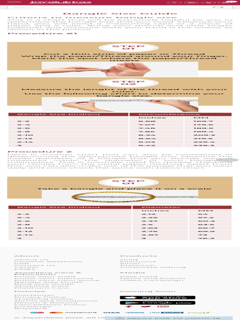 Bangle Size Guide | PDF | Jewellery
