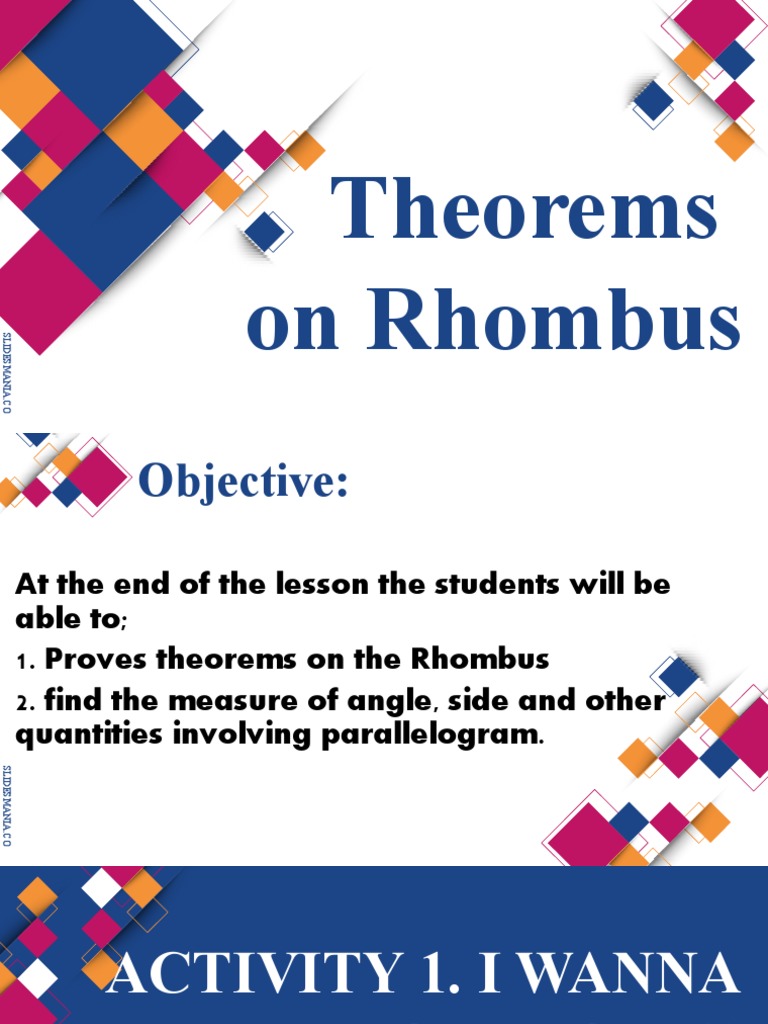 Theorems and Properties of Rhombus | PDF | Perpendicular | Classical ...