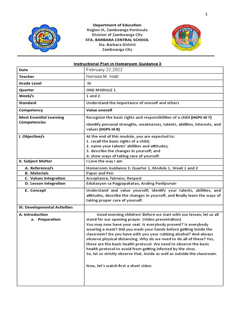 Final Lesson Plan in Homeroom Guidance | PDF | Children's Rights ...