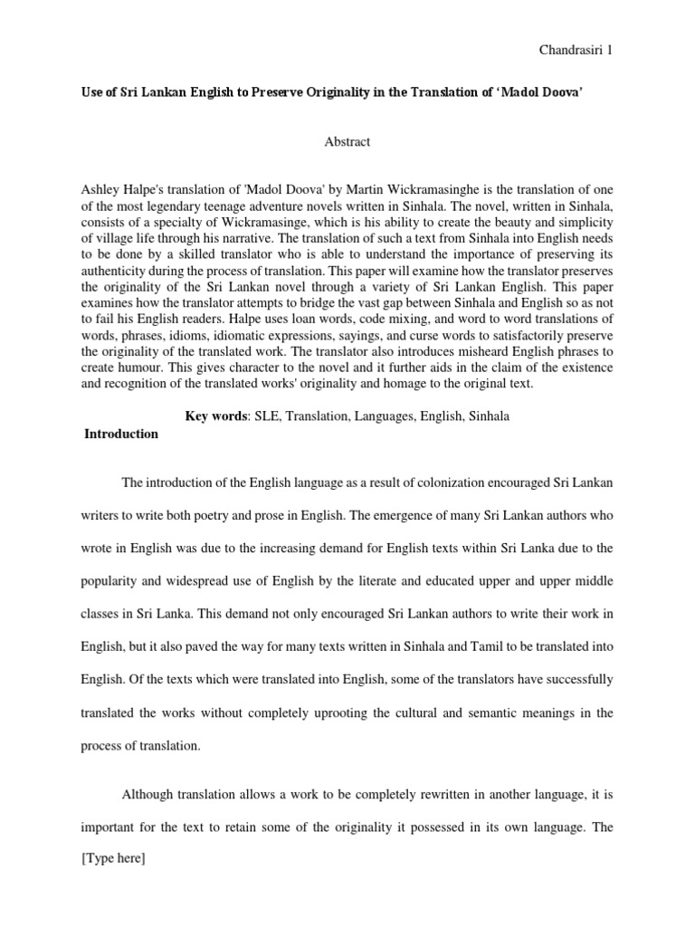 Use of Sri Lankan English To Preserve or | Download Free PDF ...