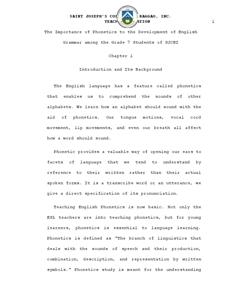 The Importance of Teaching Phonetics to Grade 7 Students | PDF | Phonetics | Language Education