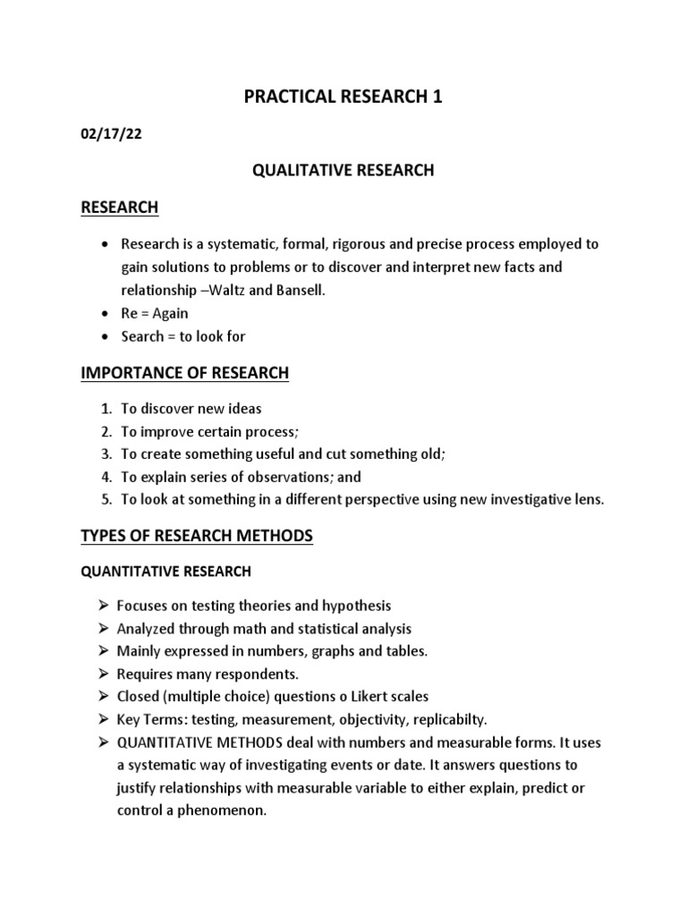 Practical Research 1 Notebook | Download Free PDF | Methodology ...